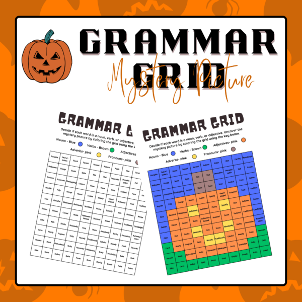 Grammar Grid - Mystery Picture (Pumpkin) | Halloween Activities | Made ...