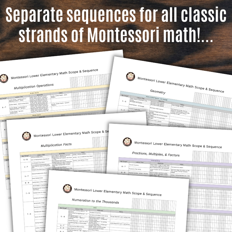 Montessori Math Scope and Sequence Curriculum for Lower Elementary ...