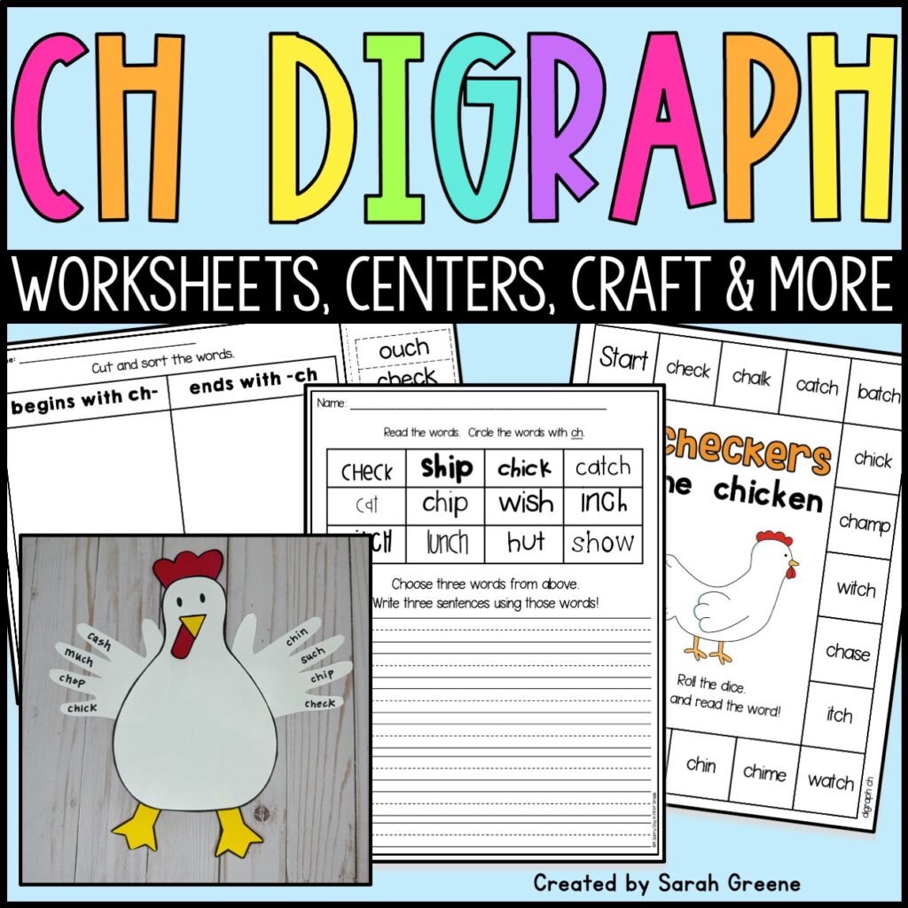 CH Digraph Worksheets, Centers, Craft, and More | Made By Teachers