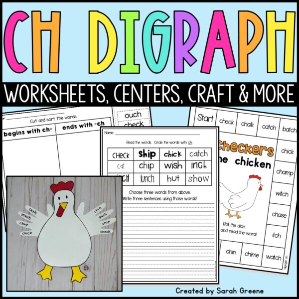 CH Digraph Worksheets, Centers, Craft, and More - Made By Teachers