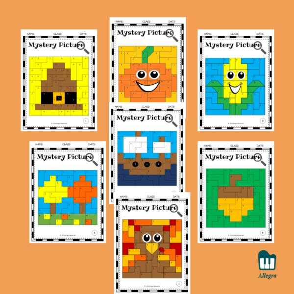MUSIC MATH- MYSTERY PICTURES- Thanksgiving | Made By Teachers
