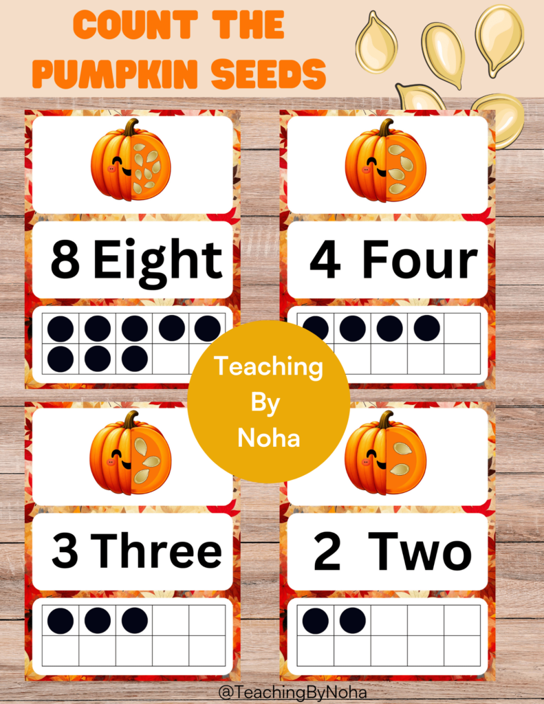 Number Flash Cards 0-10 | Counting Pumpkin Seeds | Made By Teachers