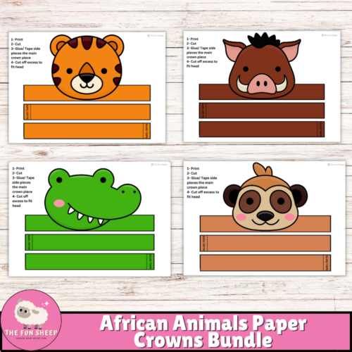 African Animals Paper Crowns Bundle | Safari Animal Hats Set - Craft ...