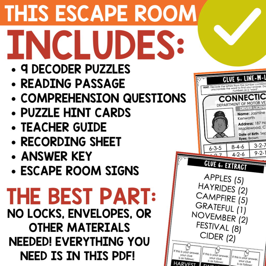 Autumn Reading Escape Room Activity / Maple Syrup Mystery Escape Room ...