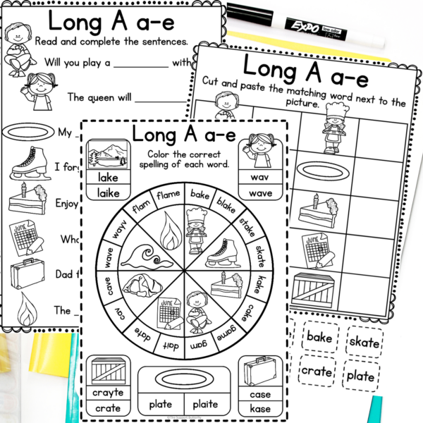 Long A Worksheets and Activities | Vowel Teams | AI AY A-E - Made By ...
