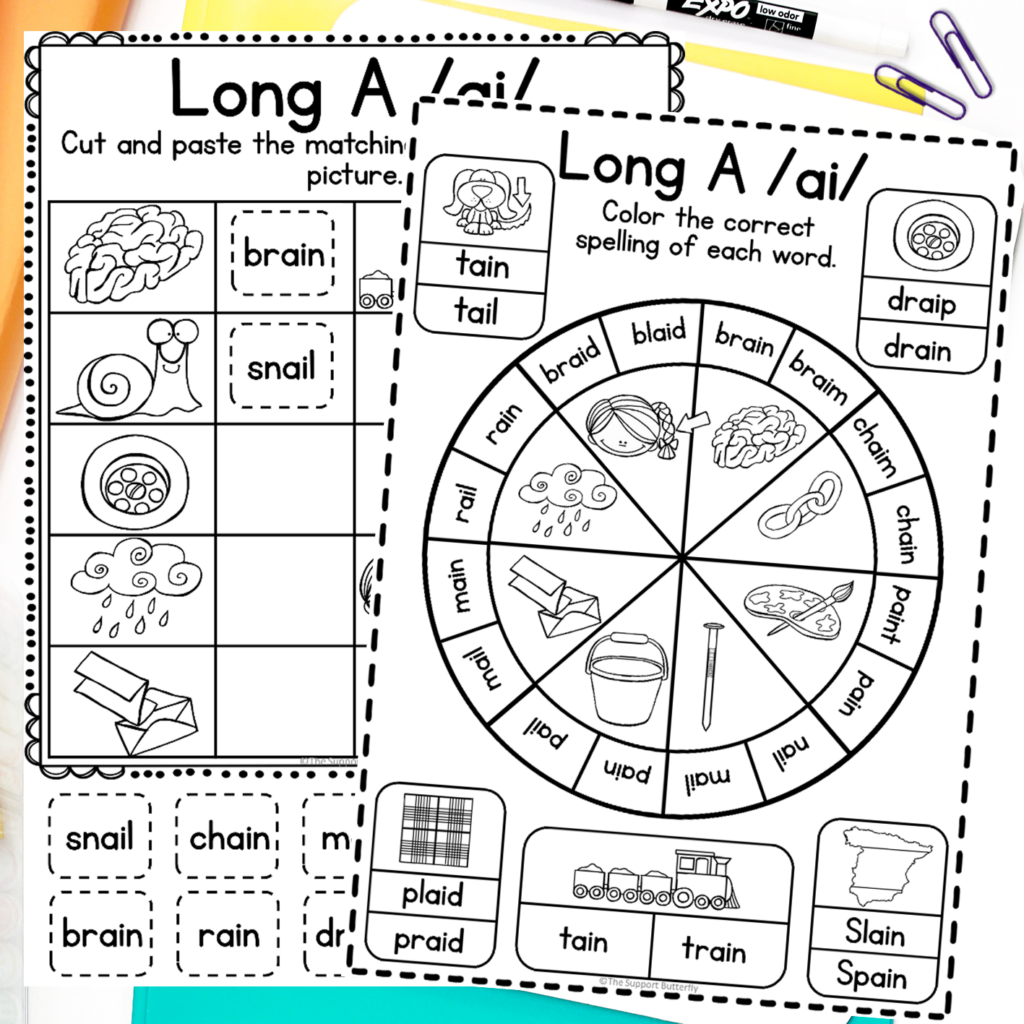Long A Worksheets and Activities | Vowel Teams | AI AY A-E - Made By ...