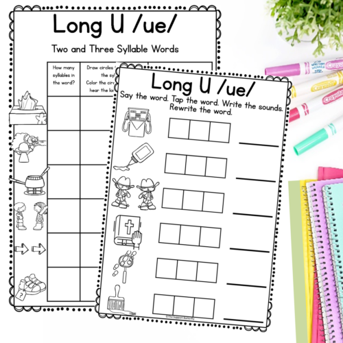 Long U Worksheets and Activities | Vowel Teams | EW UE UI U-E - Made By ...