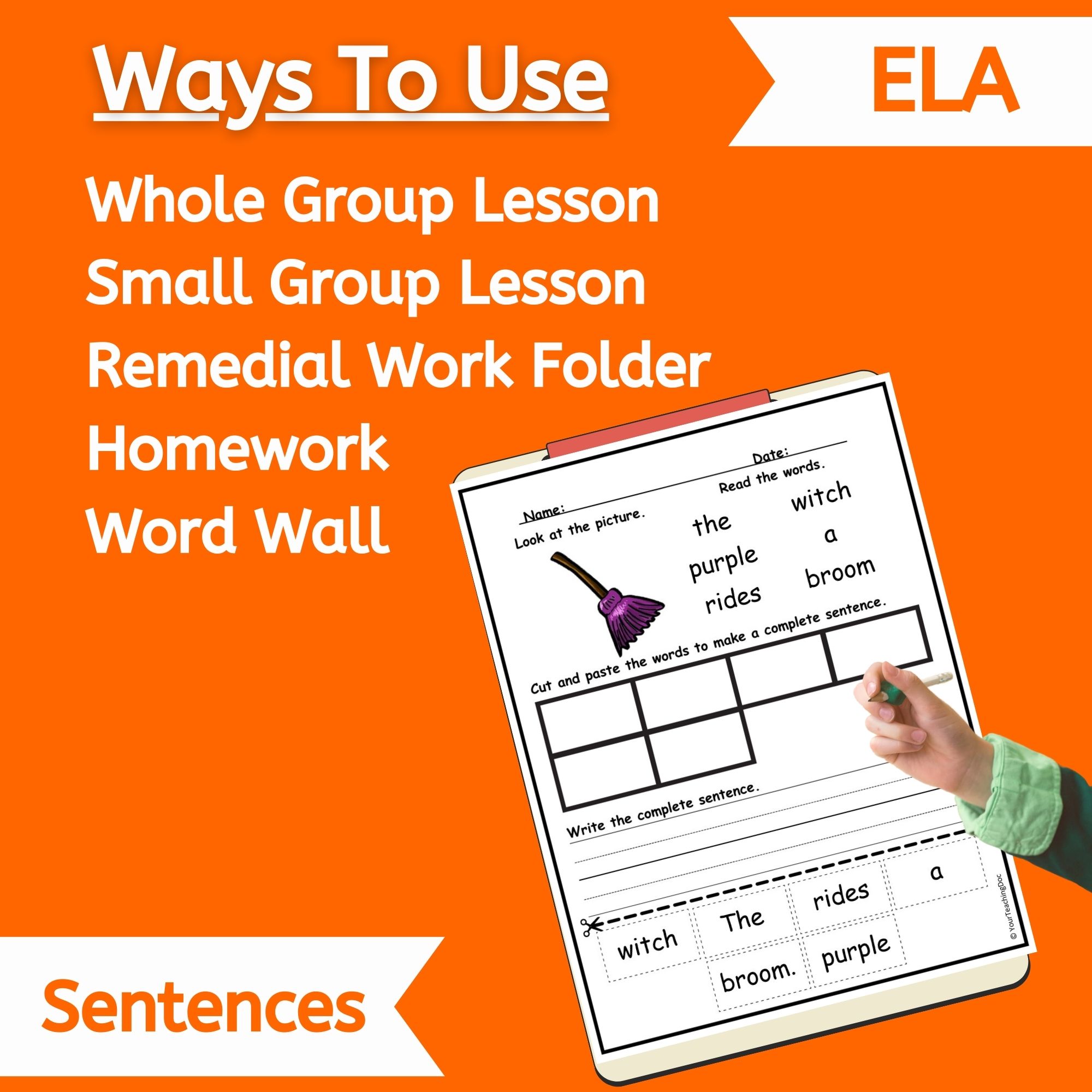 Halloween Sentence Builder / Scramble Worksheets PLUS Sight Word/Word ...