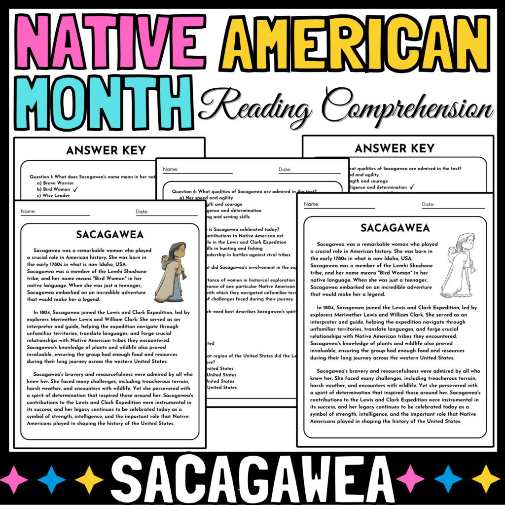 Sacagawea Reading Comprehension Passages and Questions | Native ...