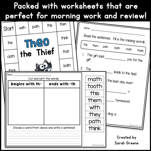 TH Digraph Worksheets, Centers & Games - Made By Teachers