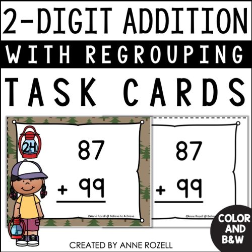 2 Digit Addition With Regrouping Task Cards | Camping Theme | Made By ...