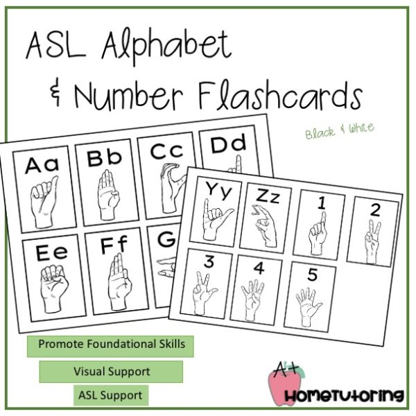 ASL Alphabet Cards Black & White - Made By Teachers