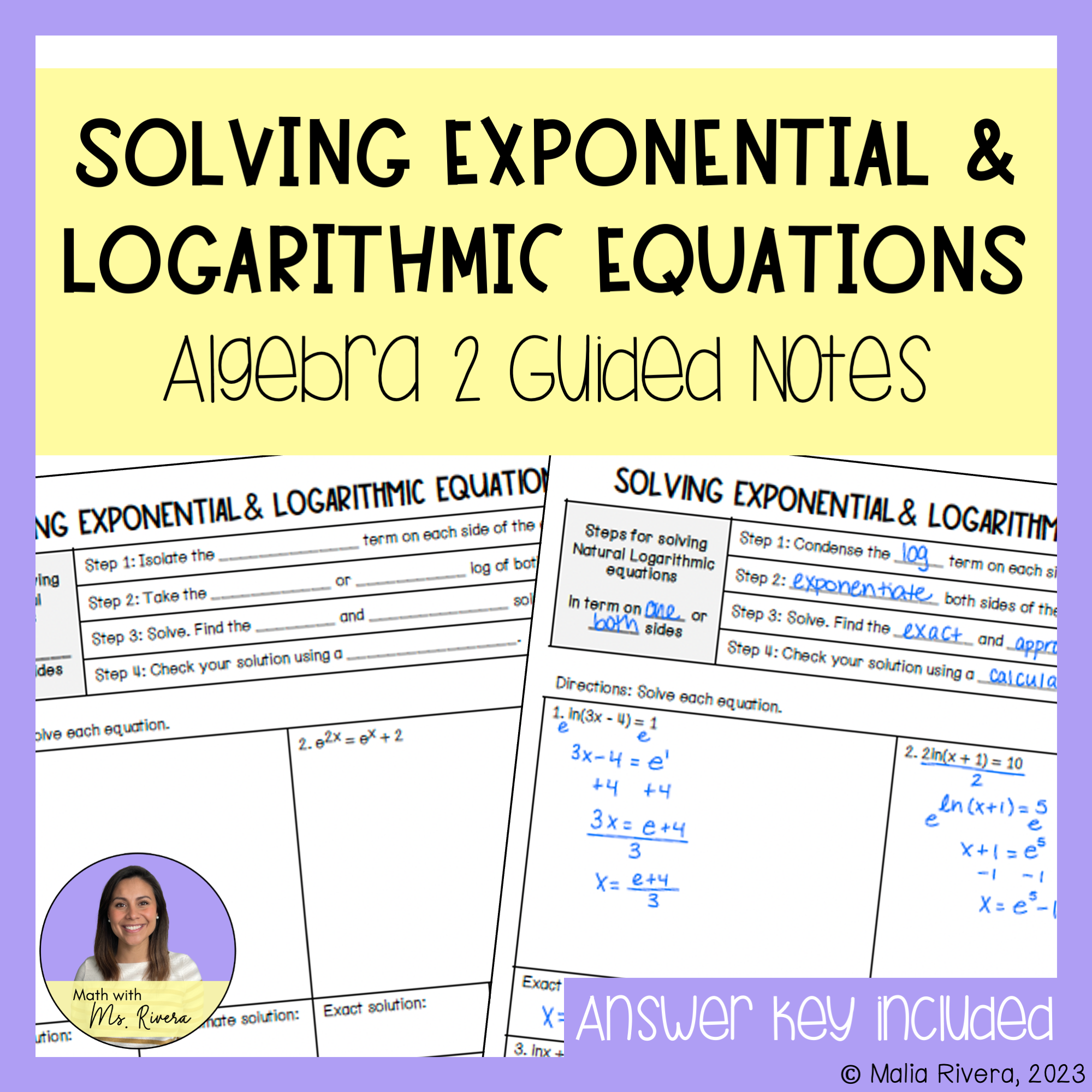 Characteristics of Polynomial Functions Guided Notes for Algebra 2 ...