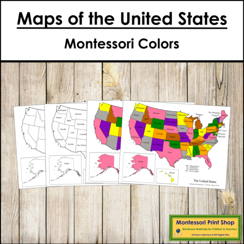 Maps of the United States of America - Montessori color-code - Made By ...