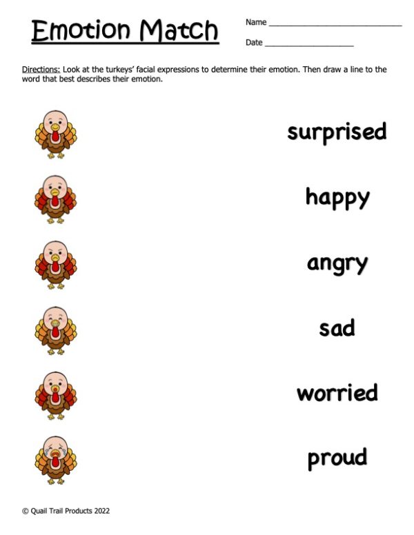 Social/Emotional Activities and Worksheets | Turkey Theme - Made By ...