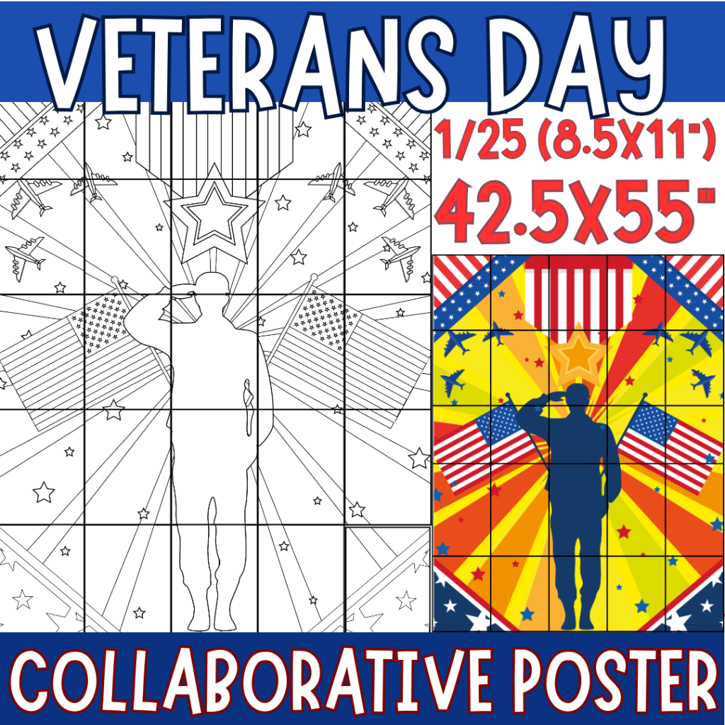 Happy Veterans Day Collaborative Poster : Patriotic Soldier Coloring ...