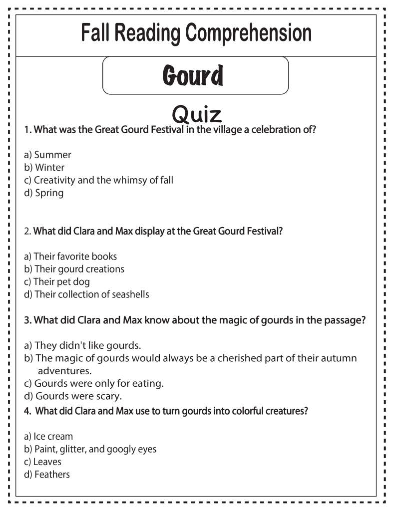 Fall Reading Comprehension Passages, Questions, and Quizzes - Autumn ...