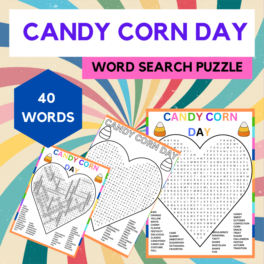 NATIONAL CANDY CORN DAY WORD SEARCH PUZZLE | Made By Teachers