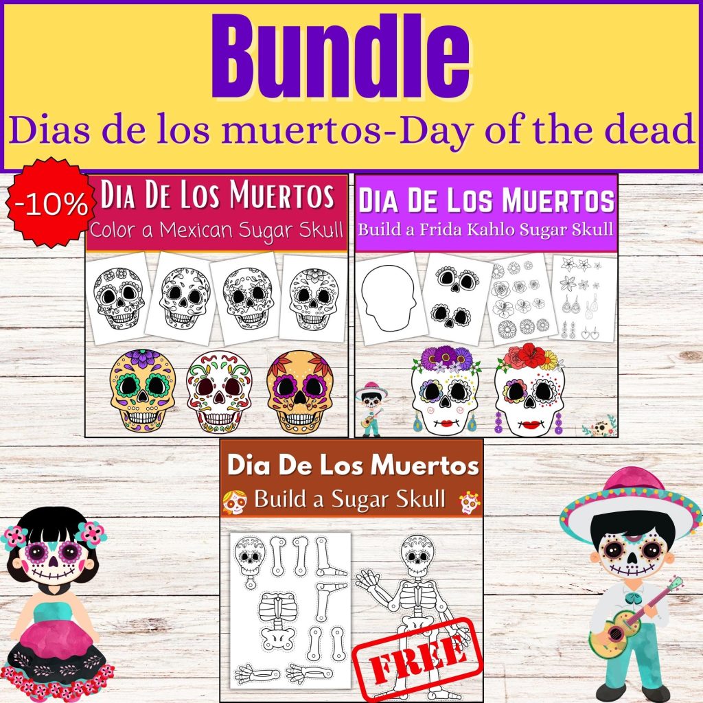 BUNDLE: Build a Sugar Skull, Color Mexican Calavera, Build Skeleton Dia ...