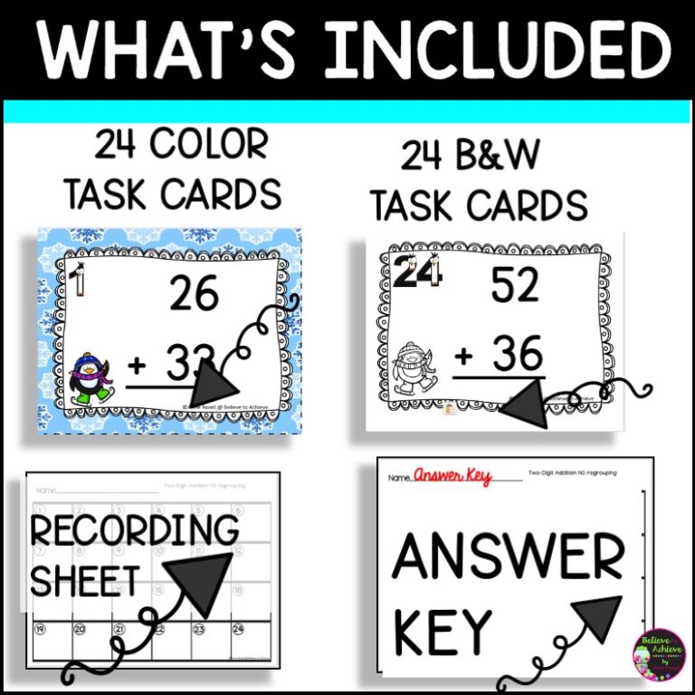 2 Digit Addition Without Regrouping Task Cards | Penguin Theme - Made ...