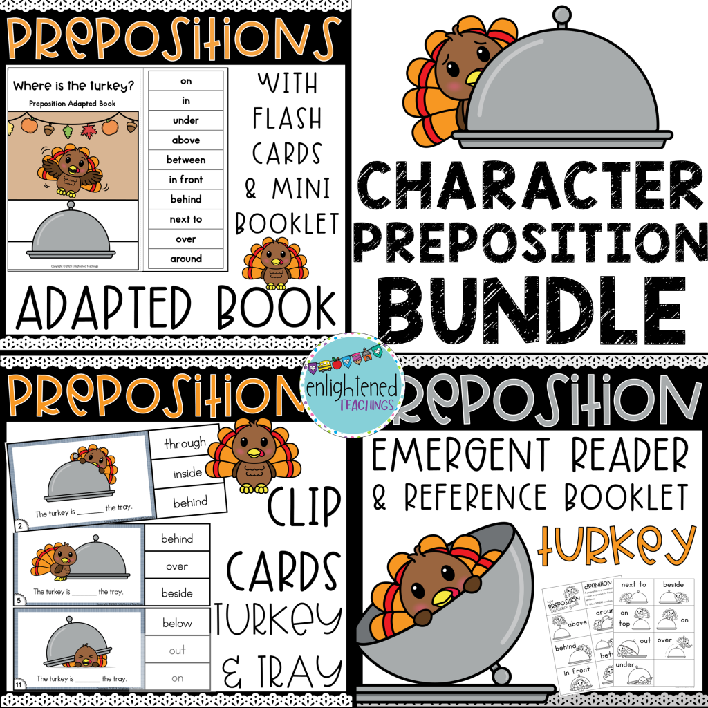 Turkey Prepositions BUNDLE Turkey Adapted Book, Clip Cards, Emergent ...