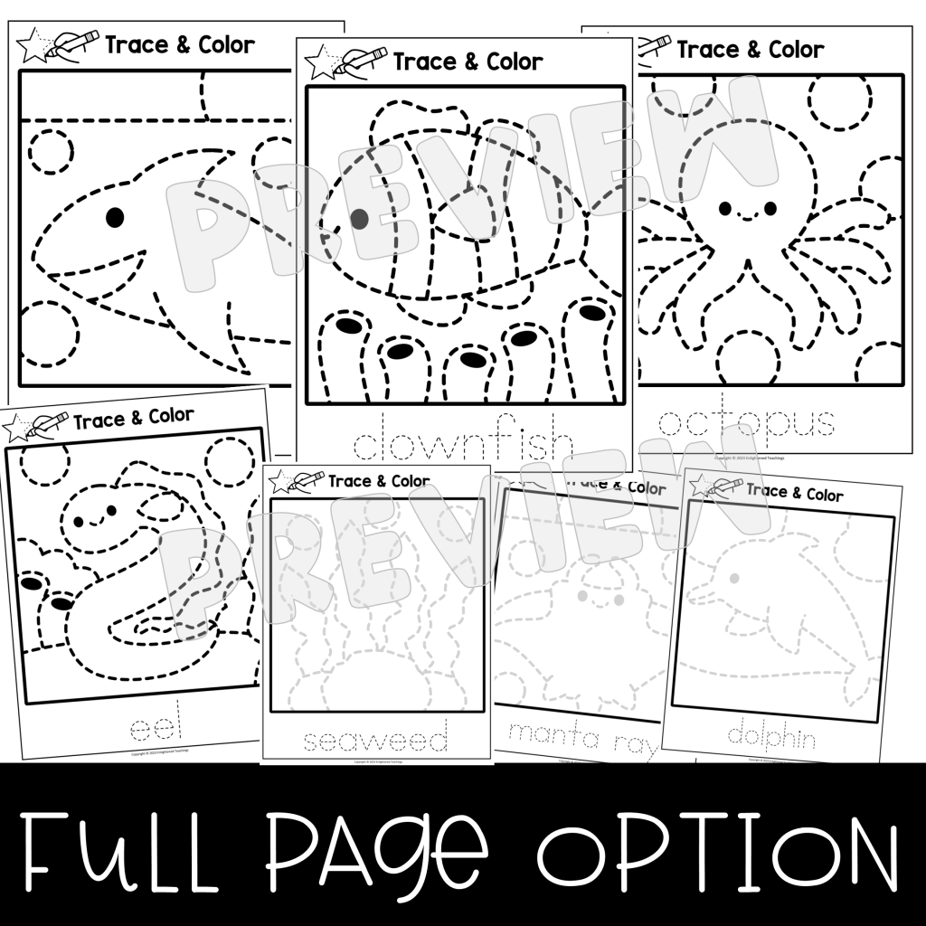 Ocean Tracing Worksheets Ocean Tracing Mats Ocean Trace & Color ...