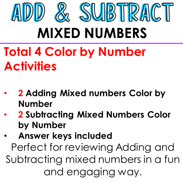 Adding And Subtracting Mixed Numbers with unlike Denominator Worsheets ...