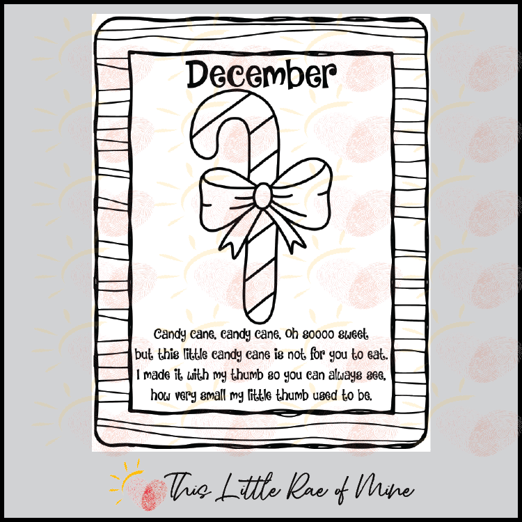 December - candy cane - handprint Art - Keepsake - Printable - Memory ...