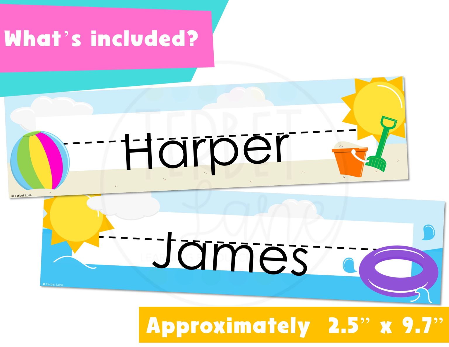 Summer Themed Editable Desk Name Tags - Made By Teachers