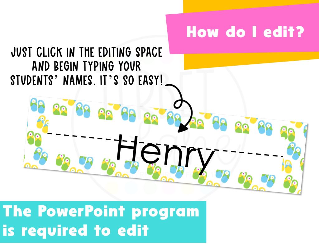 Summer Themed Editable Desk Name Tags - Made By Teachers
