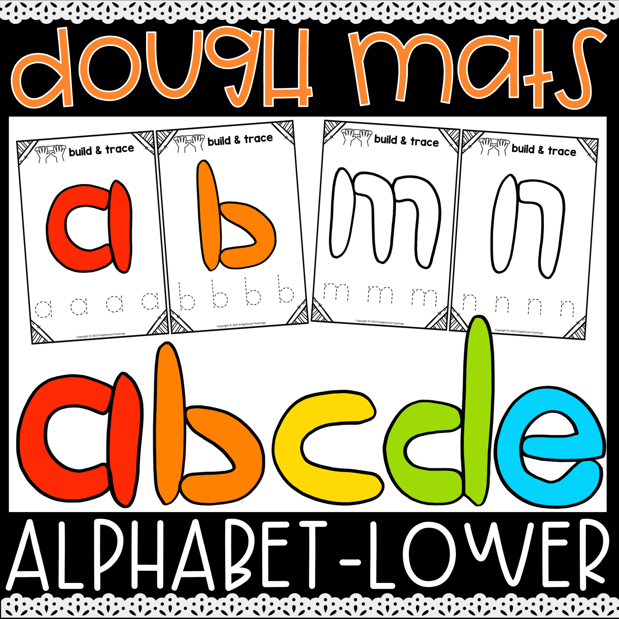 Alphabet Play Dough Mats BUNDLE Lowercase & Uppercase Letter Dough ...