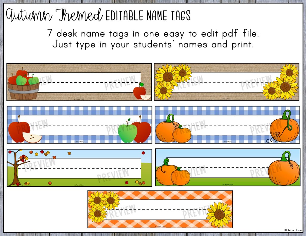 Four Seasons Editable Desk Name Tags - Made By Teachers