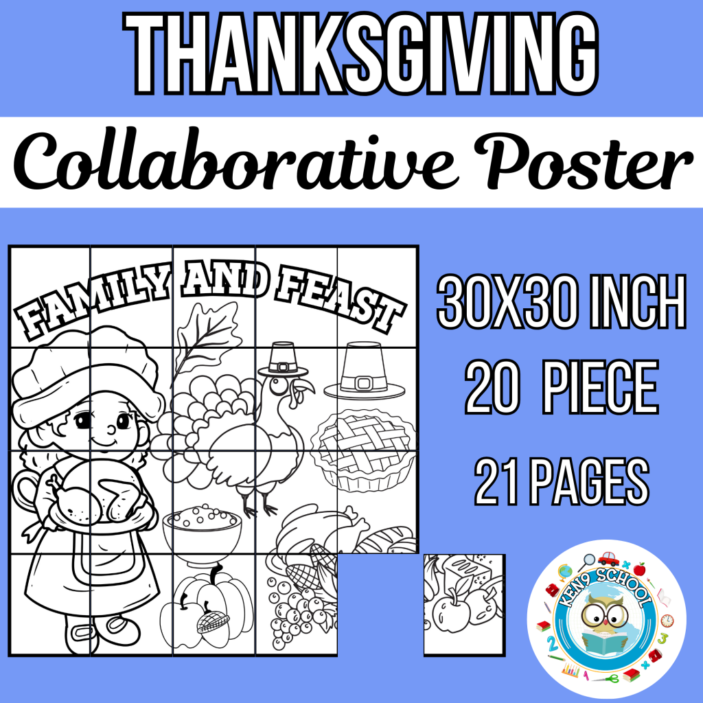 Family and Feast-Thanksgiving Collaborative Poster Art Coloring ...