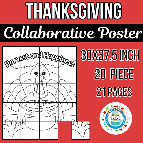 Thanksgiving Collaborative Poster Art Coloring pages|Turkey Bulletin ...