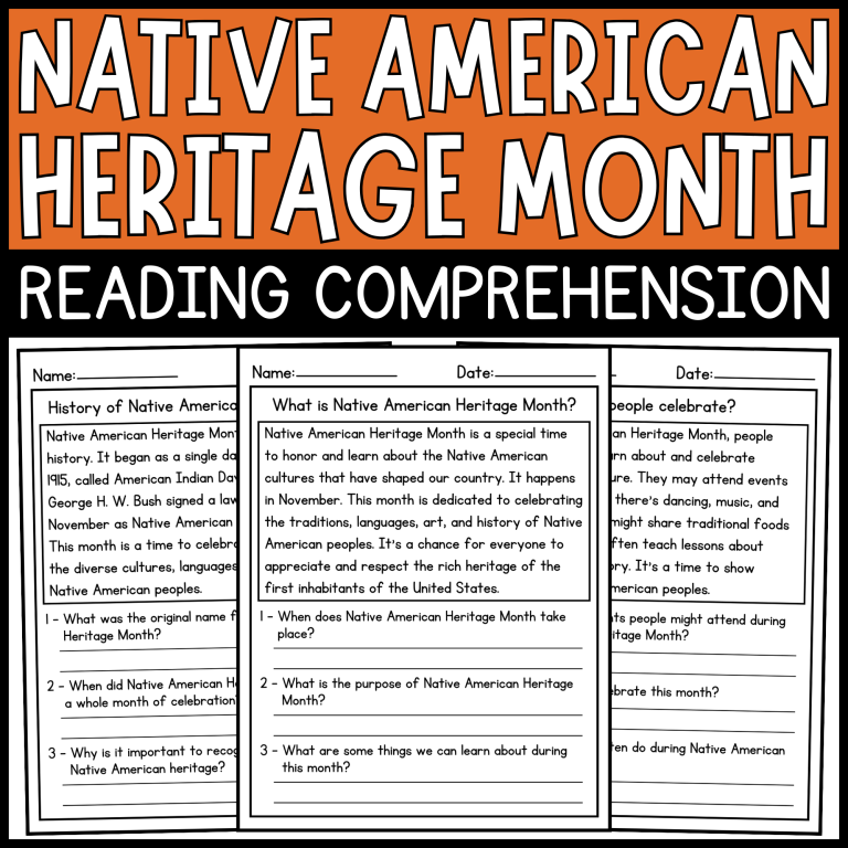 Native American Heritage Month Reading Comprehension Passages and ...