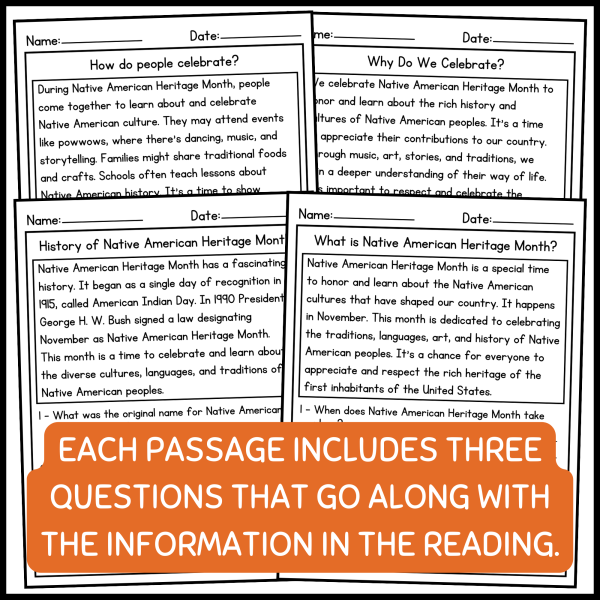 Native American Heritage Month Reading Comprehension Passages and ...