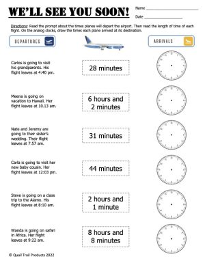 Elapsed Time Worksheets | Airplane Theme | Made By Teachers