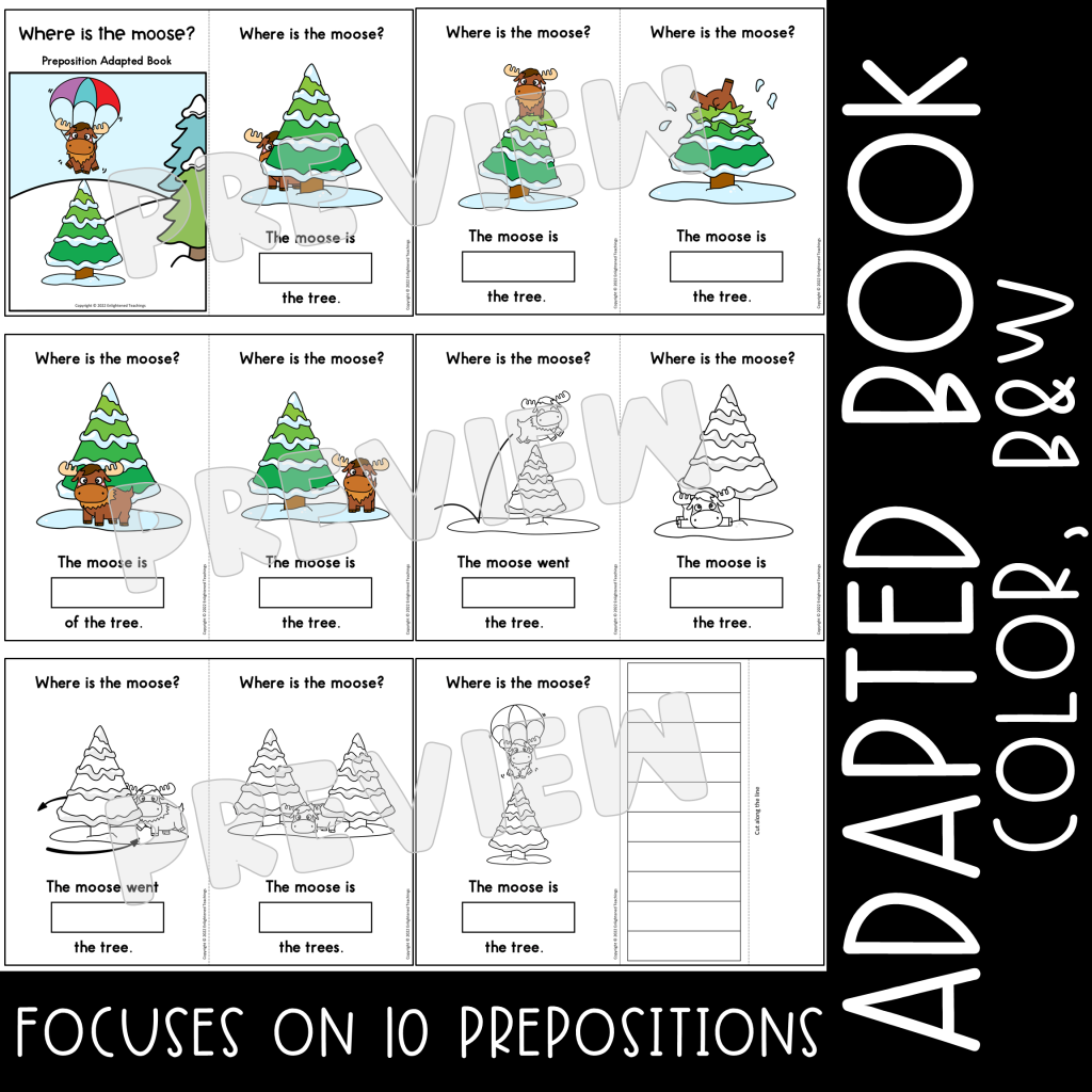 Moose Prepositions BUNDLE Moose Adapted Book, Clip Cards, Emergent ...