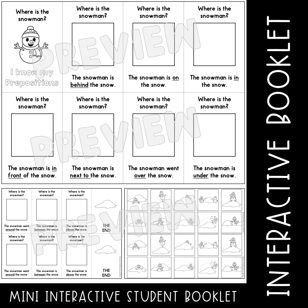 Snowman Prepositions Adapted Book Interactive Booklet Winter ...