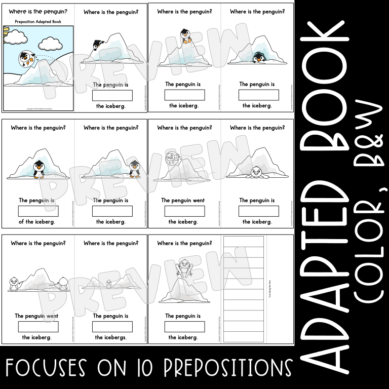 Penguin Prepositions BUNDLEPenguin Adapted Book, Clip Cards, Emergent ...