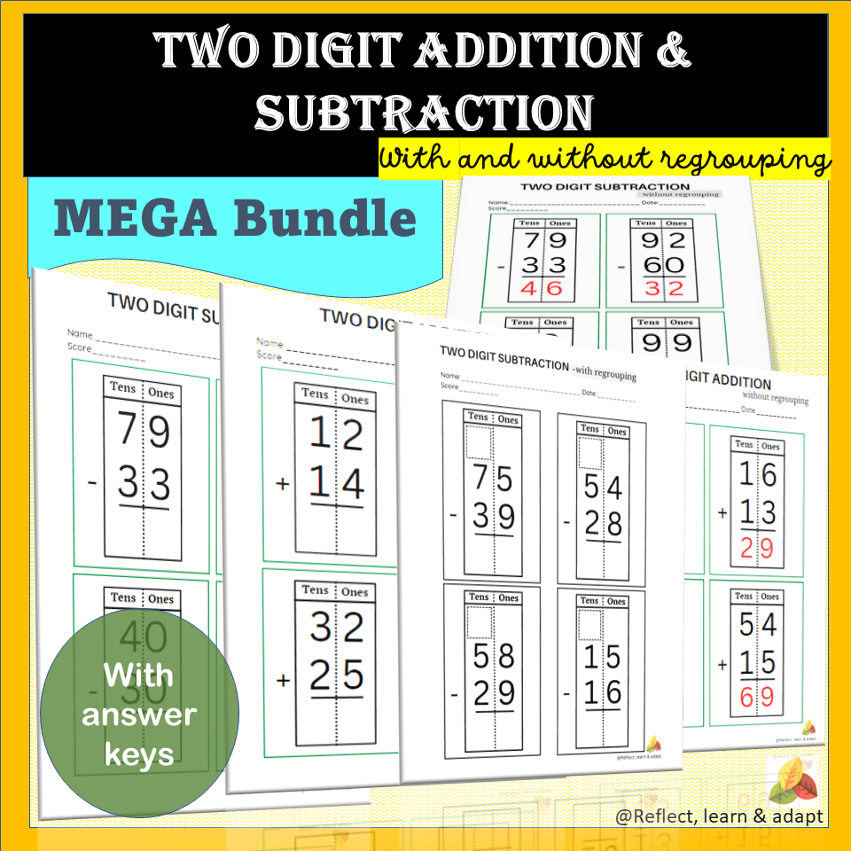 Three Digit Addition and Subtraction with regrouping | TaskCards BUNDLE ...