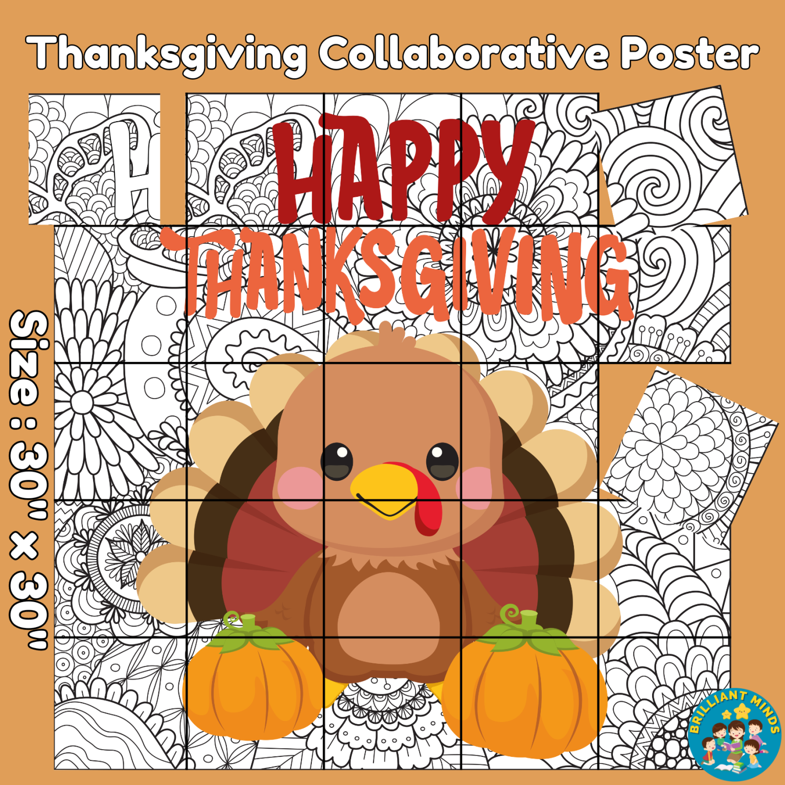 Thanksgiving Collaborative Poster Bulletin Board,Turkey Collaborative ...
