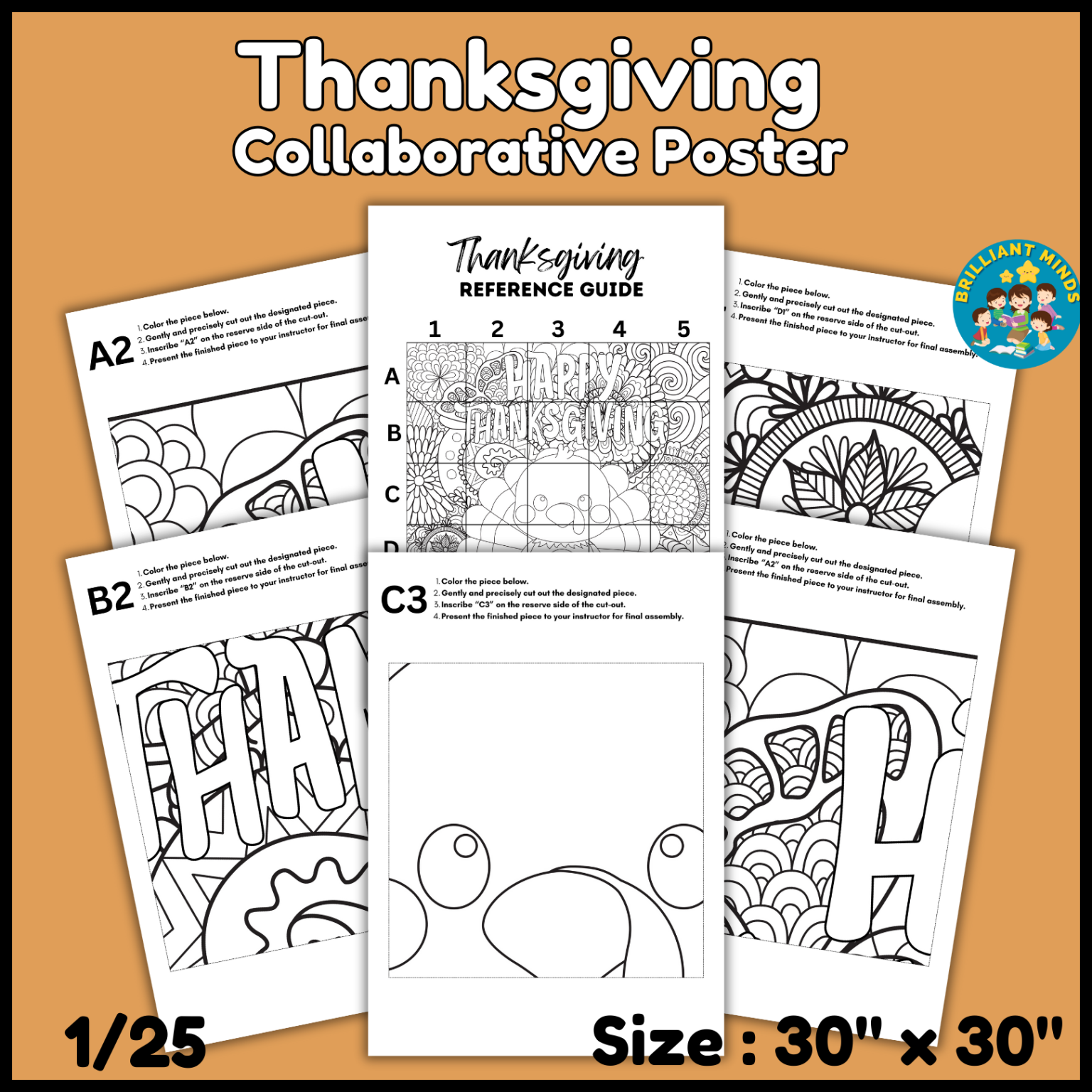 Thanksgiving Collaborative Poster Bulletin Board,Turkey Collaborative ...