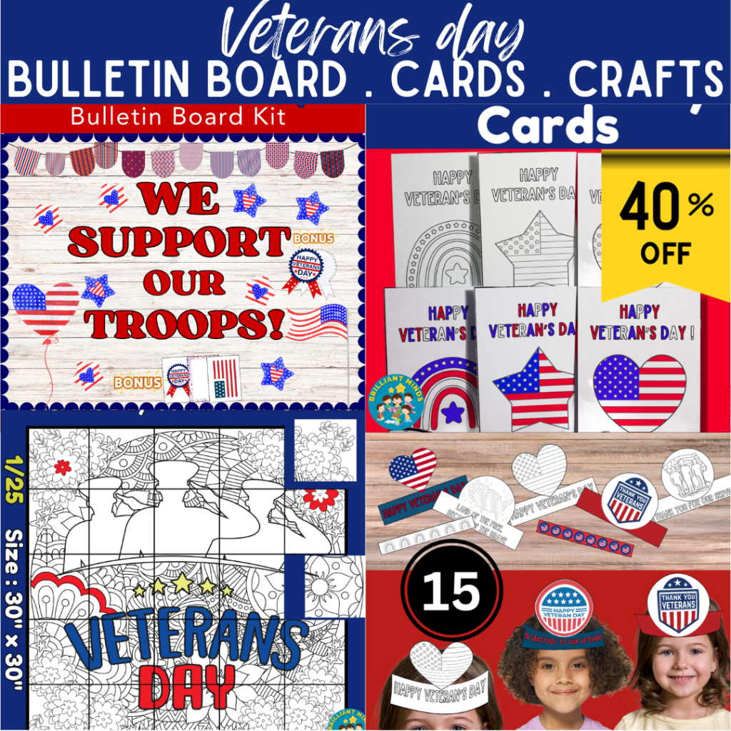 Veterans Day Bundle:Bulletin Board, Collaborative Poster, Patriotic ...