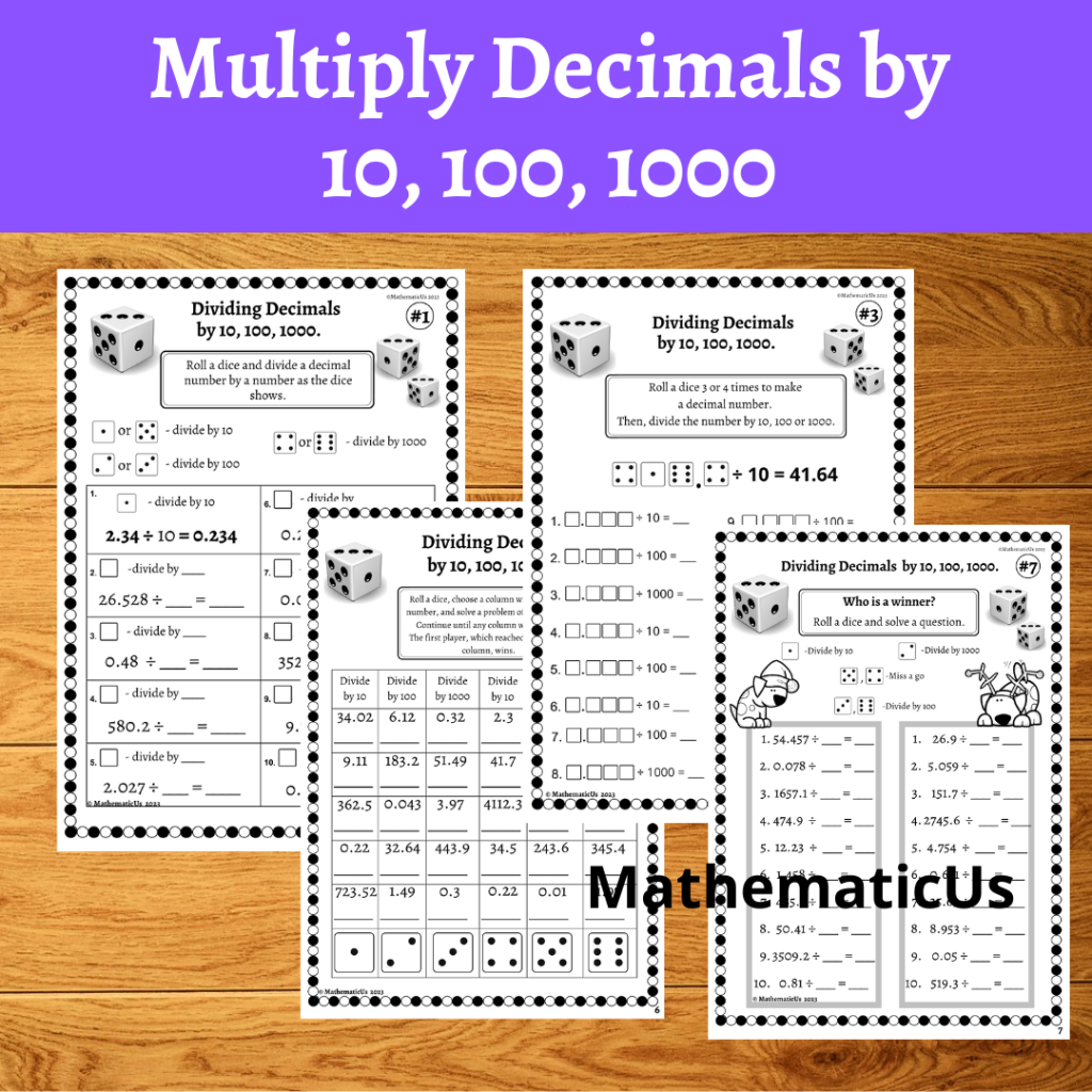 Dividing Decimals by 10, 100, 1000 Dice Games - Made By Teachers