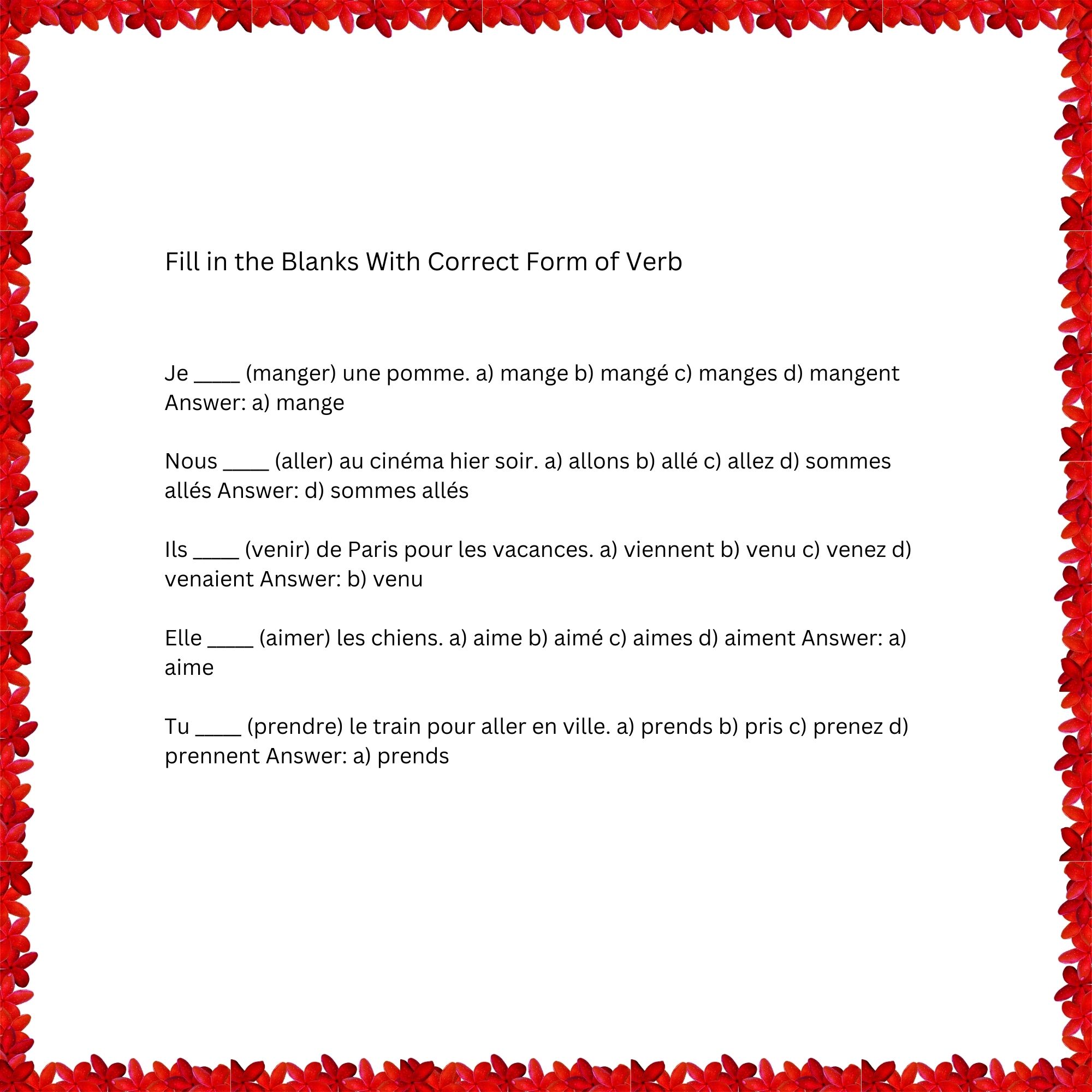 "Mastering French Verb Conjugation: Past and Present Tenses Quizzes ...
