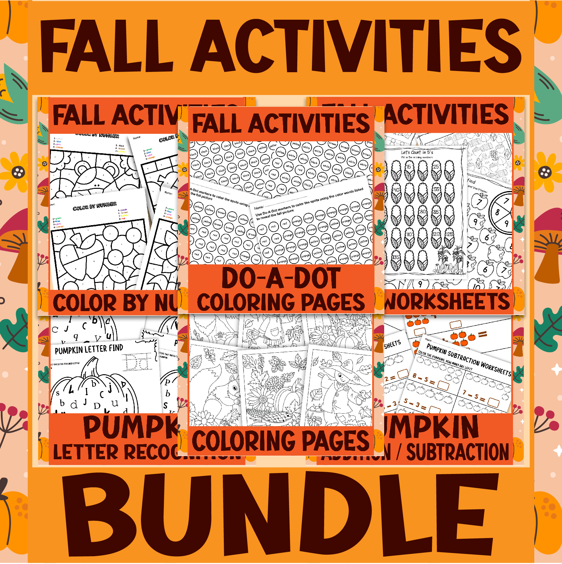 Thanksgiving & Fall MEGA BUNDLE - Math, Coloring, Tracing, Alphabets ...