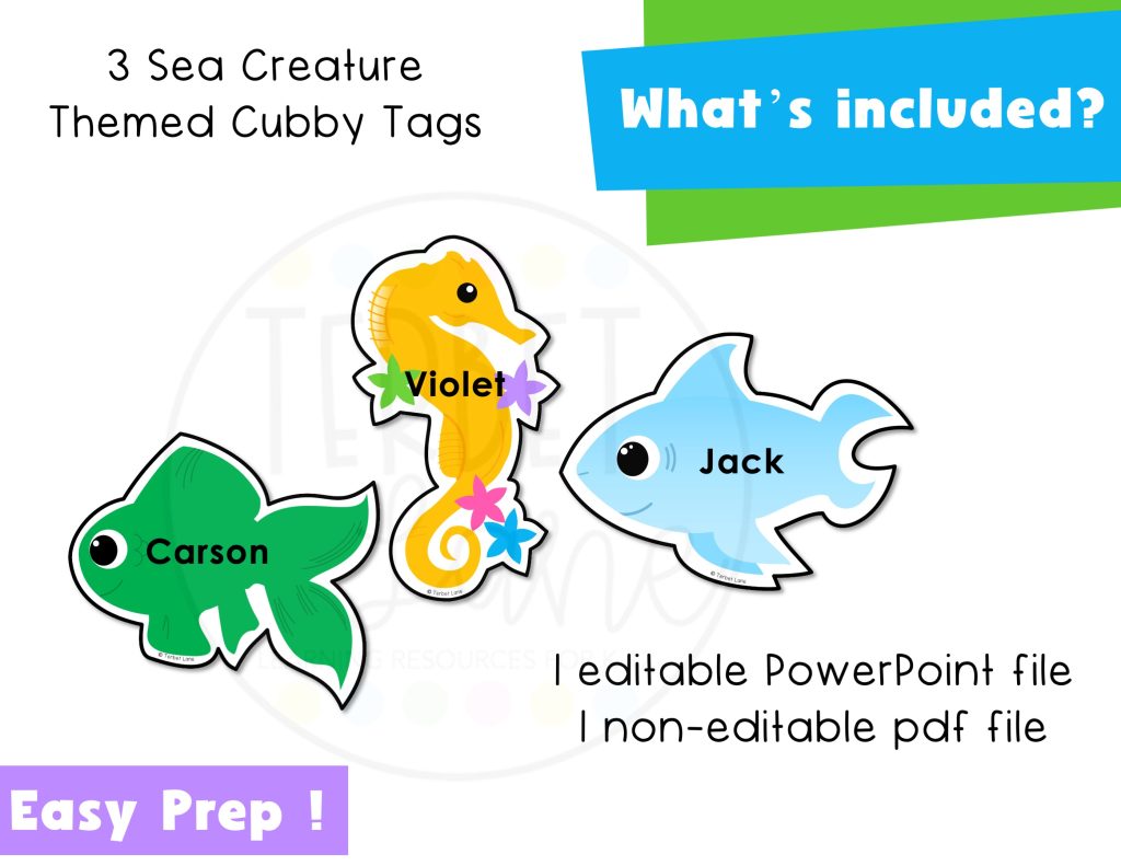 Editable Ocean Themed Cubby Tags - Made By Teachers