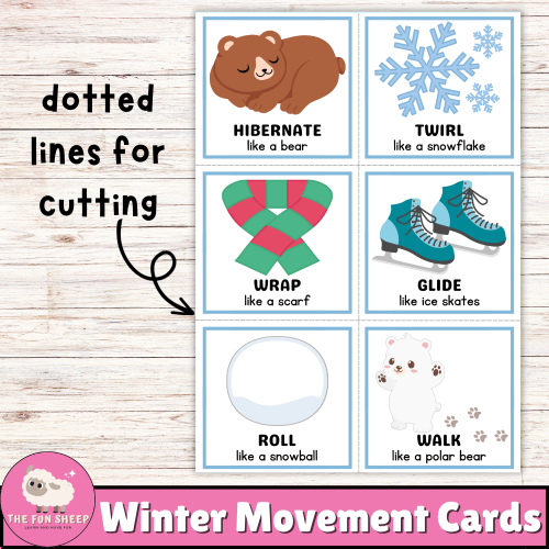 Winter Movement Cards | Brain Break Transition Activity for Gross Motor ...