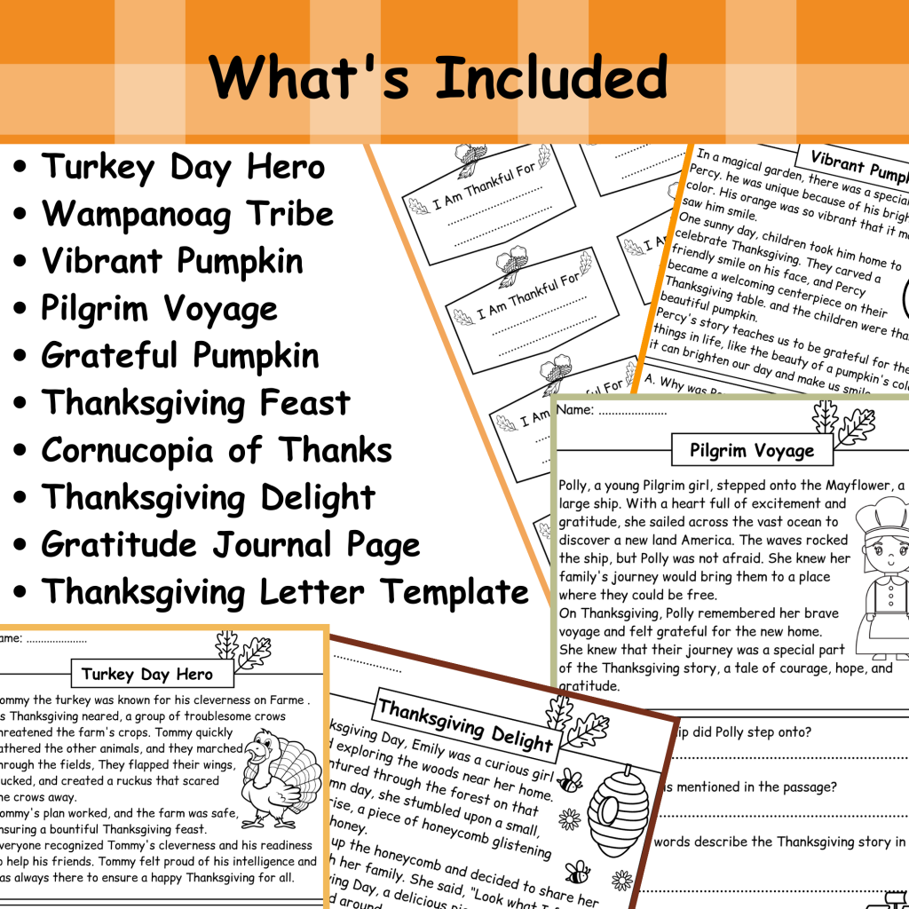 Thanksgiving Tales of Gratitude Reading Comprehension Passages | Made ...